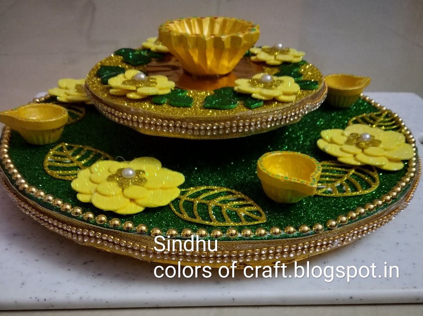 Colors of My Crafty World: Diya Stand - Aarathi plate