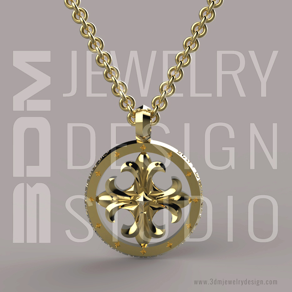 Gold Cross Charm Pendant 3D CAD Design & Rendering ~ 3DM CAD Jewelry ...