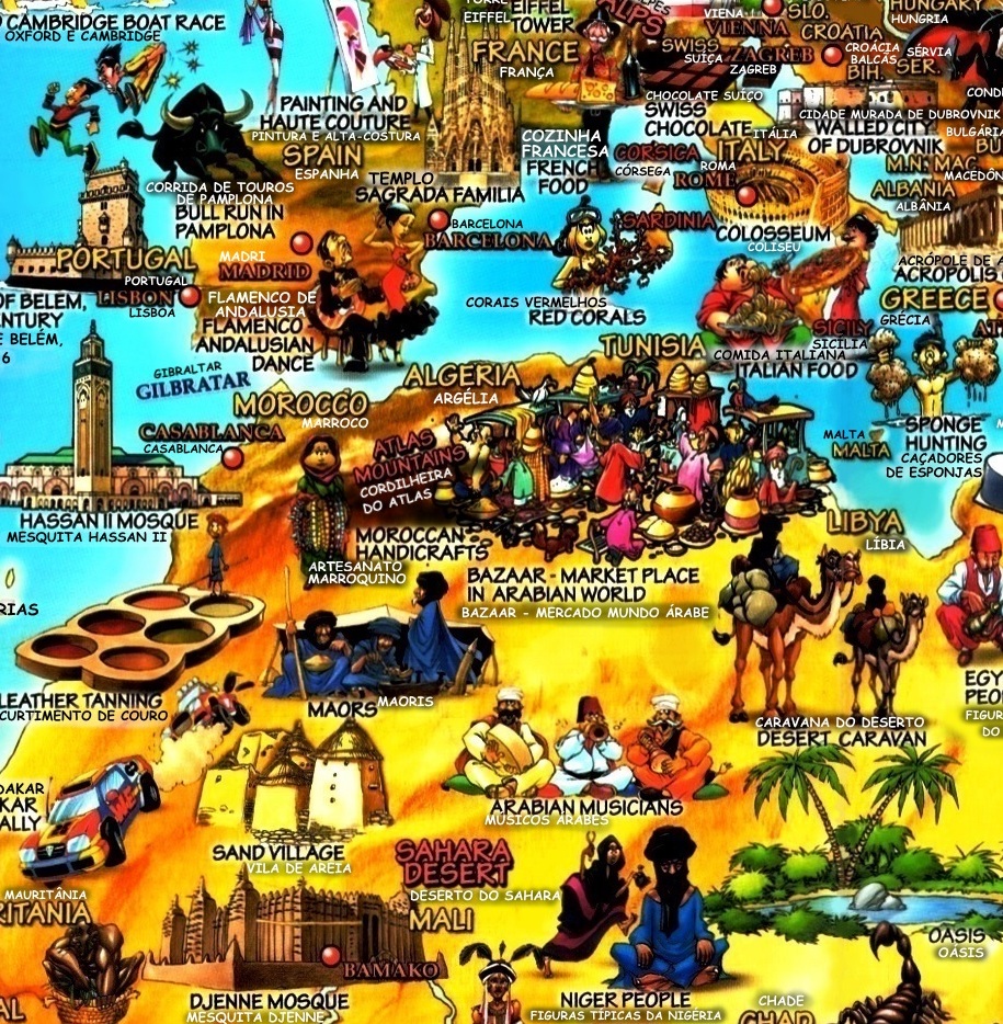 Mapa Mundi Cultural Ilustrado Países Cidades Rios Plantas Hd - R$ 128 ...