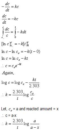 Infinity Constant: Order of reaction