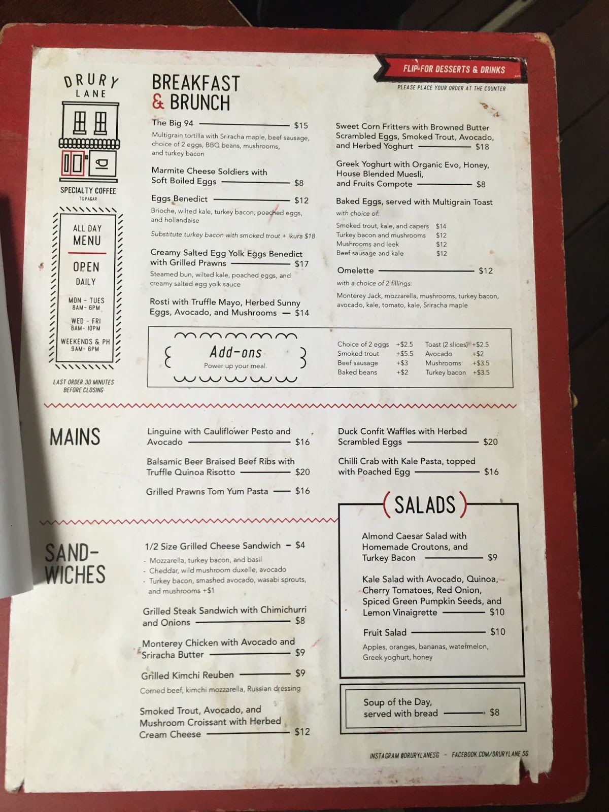 Drury Lane Cafe, 94 Tanjong Pagar Singapore | JACQSOWHAT: Food. Travel ...