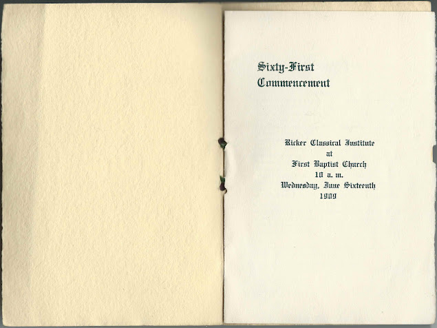 Heirlooms Reunited: 1909 Commencement Program for Ricker Classical ...