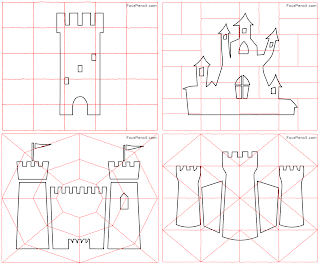 Four grid: Free printable Castle grid line drawing worksheet/activity ...