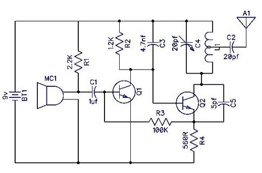 electronic hobby circuits: simple FM transmitter circuit