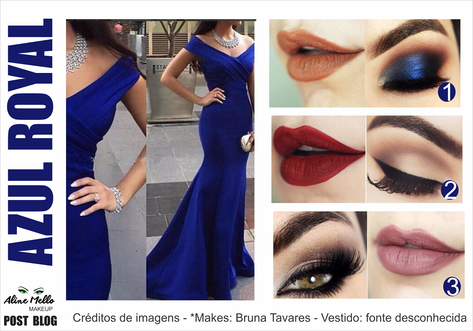 Maquiagem Vestido Azul Royal - RETOEDU