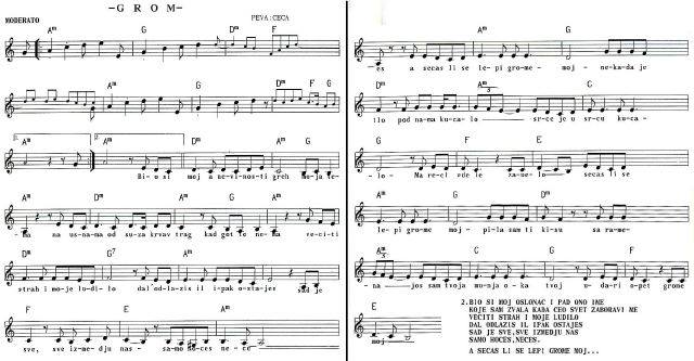 NOTE | DOMACE I STRANE: GROM CECA NOTE AKORDI TEKST