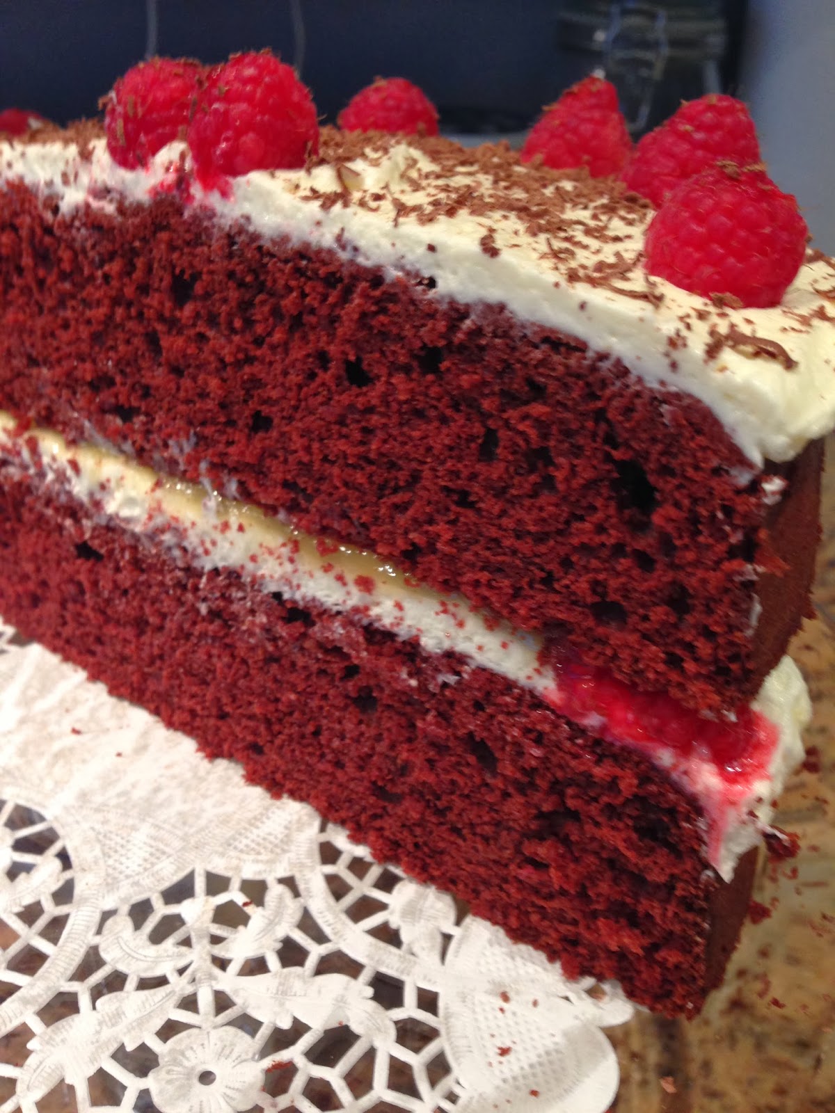 Wendi Peters Pudding Queen: RASPBERRY AND LEMON RED VELVET CAKE