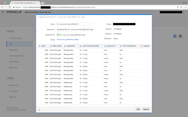 Johan Louwers Tech Blog Oracle Data Visualization Cloud Service Upload Files