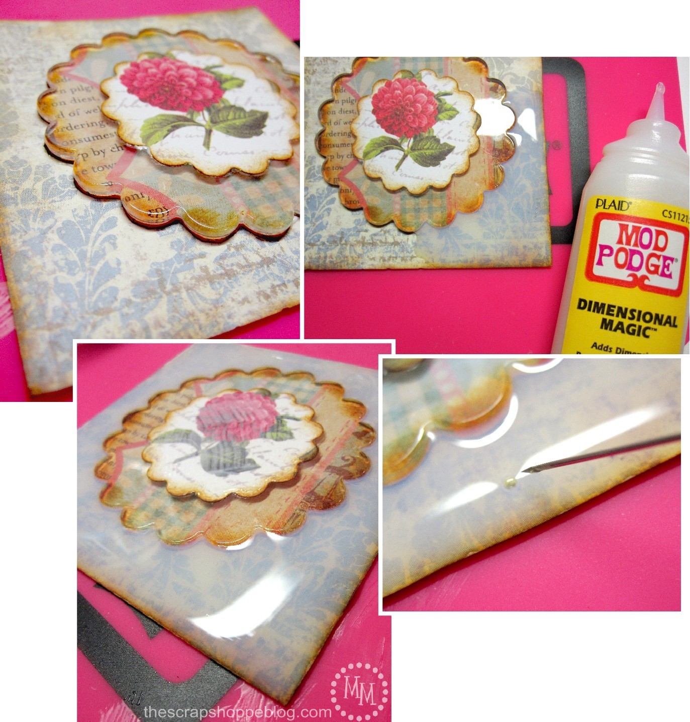 Mod Podge Vases & Coaster - The Scrap Shoppe