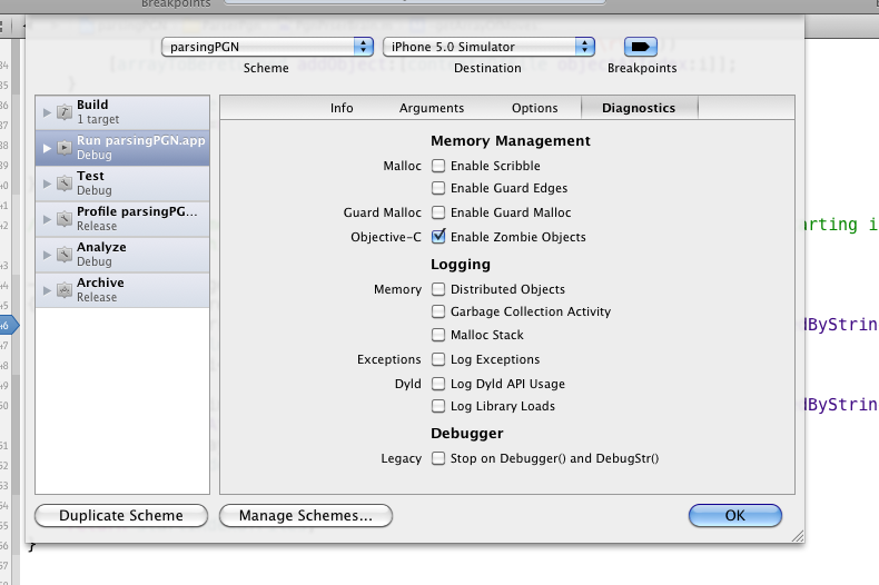 Finding Xcode Errors Due To Deallocated Instances Coding