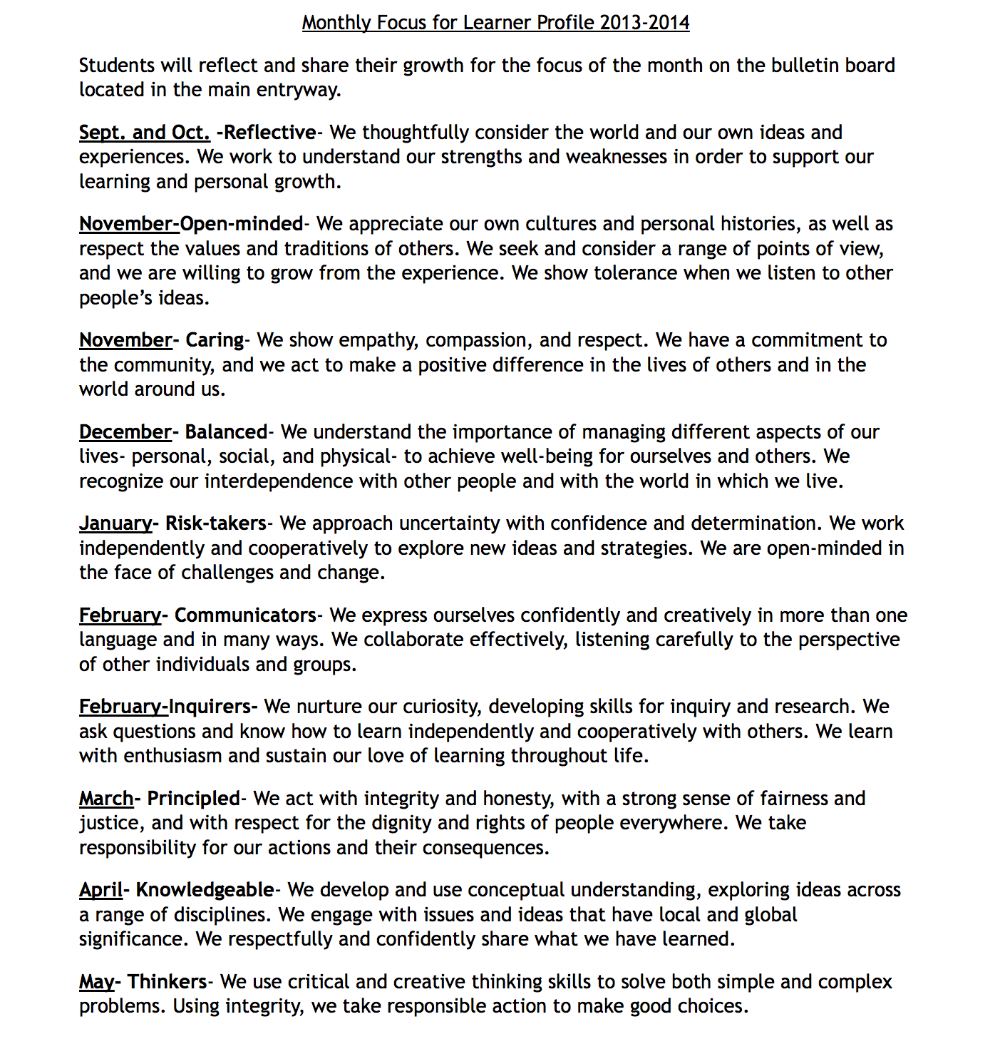 Teaching The Pyp Learner Profiles And Attitudes