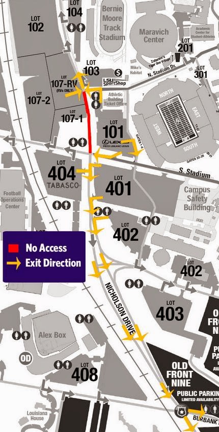 2014 LSU Football Gameday Parking Map and New Changes
