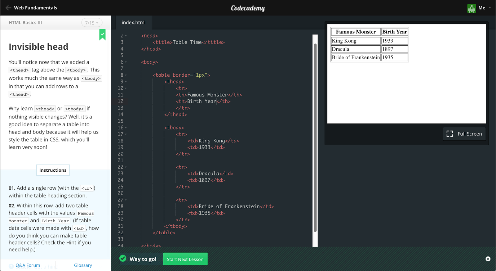 Hey I M Jesslyn Code Academy Html And Css Html Basic Iii