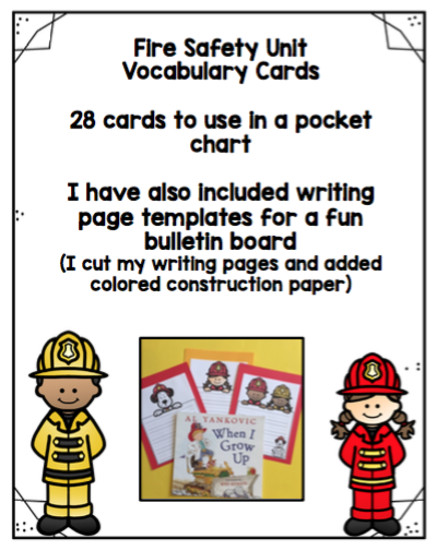 Fire Safety Writing Pages and Vocabulary Cards ~ Preschool Printables