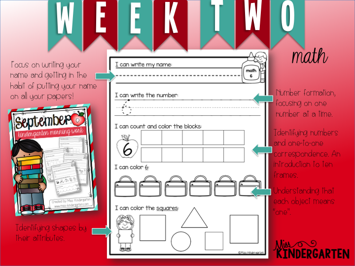September Kindergarten Morning Work - Miss Kindergarten