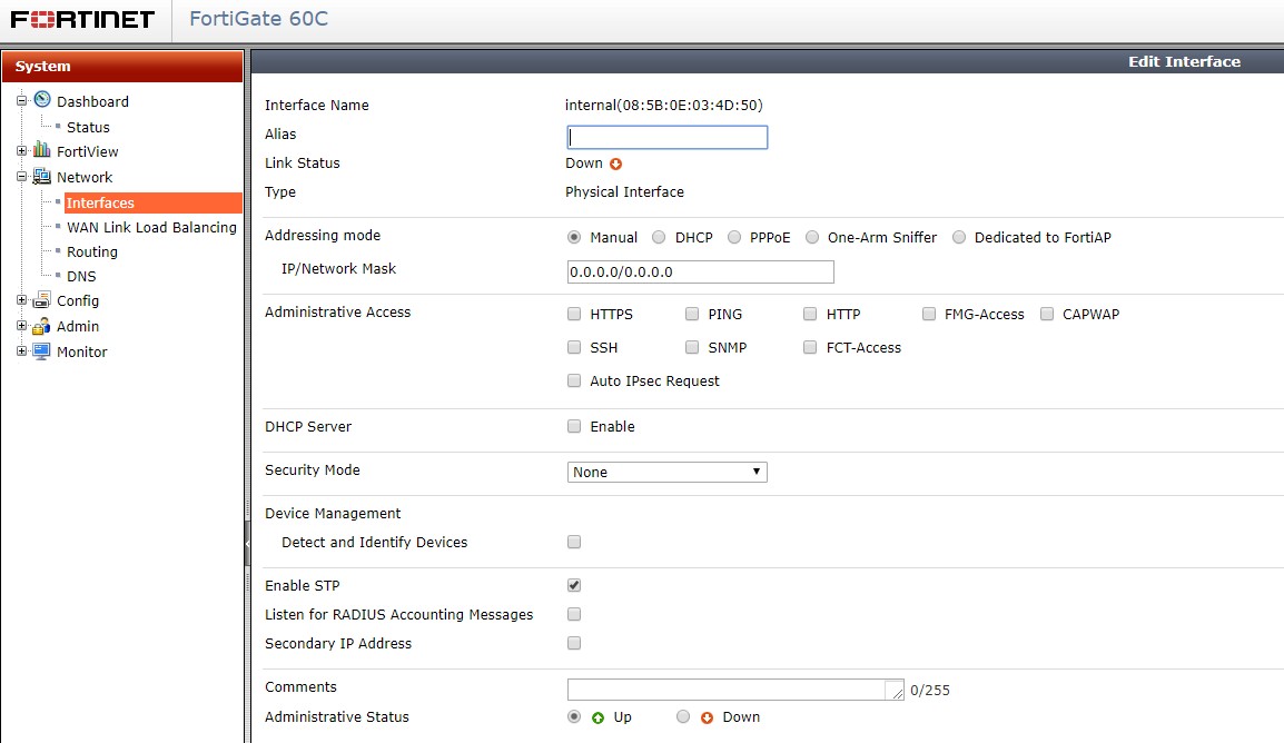 網路工程師雜記: Installing a FortiGate in NAT/Route mode(以NAT或Router模式安裝FortiGate)