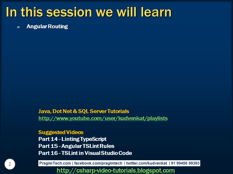 Sql Server Net And C Video Tutorial Angular Routing Slides