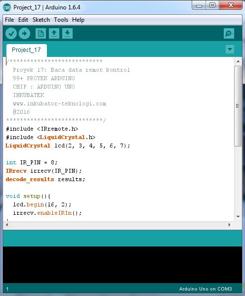 Proyek Arduino ke 17 - Baca data remot kontrol ~ ARDUINO Projek