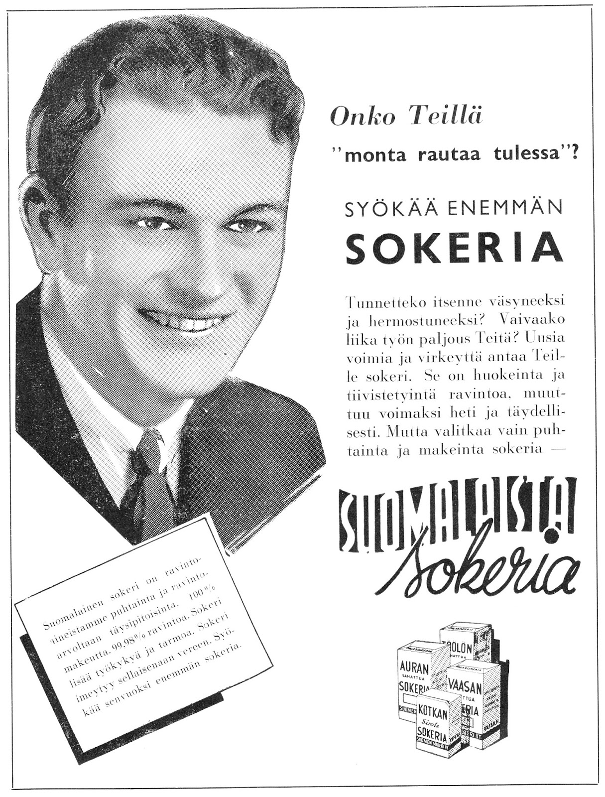 Vanhoja mainoksia: Syökää sokeria 1938