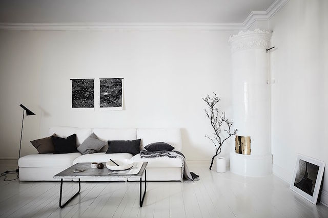 my scandinavian home: A grey-scale Swedish apartment with a dreamy bedroom