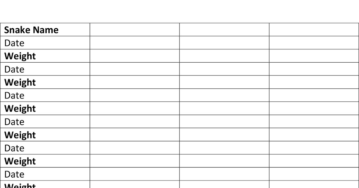 Snake Feeding Chart Template