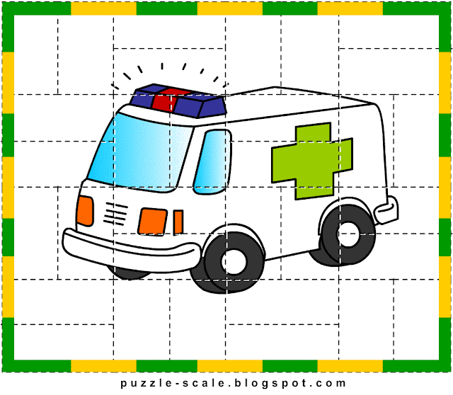 Free Printable Picture puzzles: Ambulance Puzzle