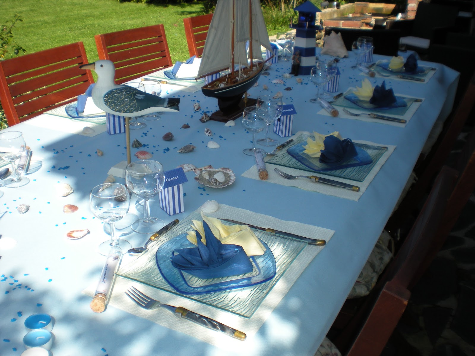 Déco de table à thèmes: Décoration sur le thème de "la mer".....