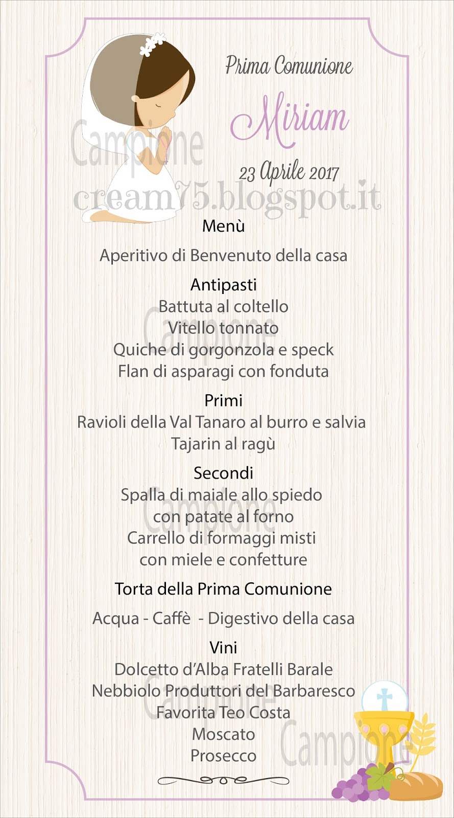 My Sweet Blog: Menù digitale per la Prima Comunione