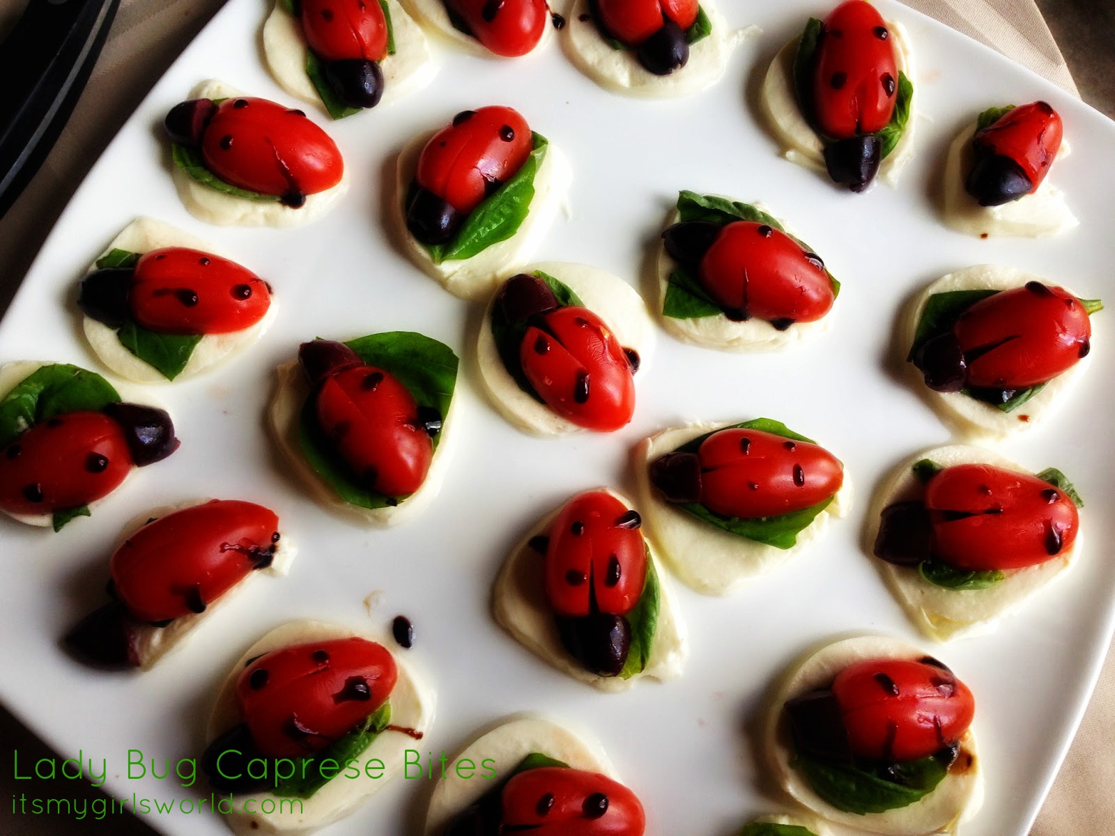 it's my girls' world: Lady Bug Caprese Bites