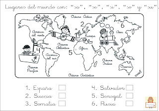 Proyecto "La vuelta al mundo". Fichas para imprimir.