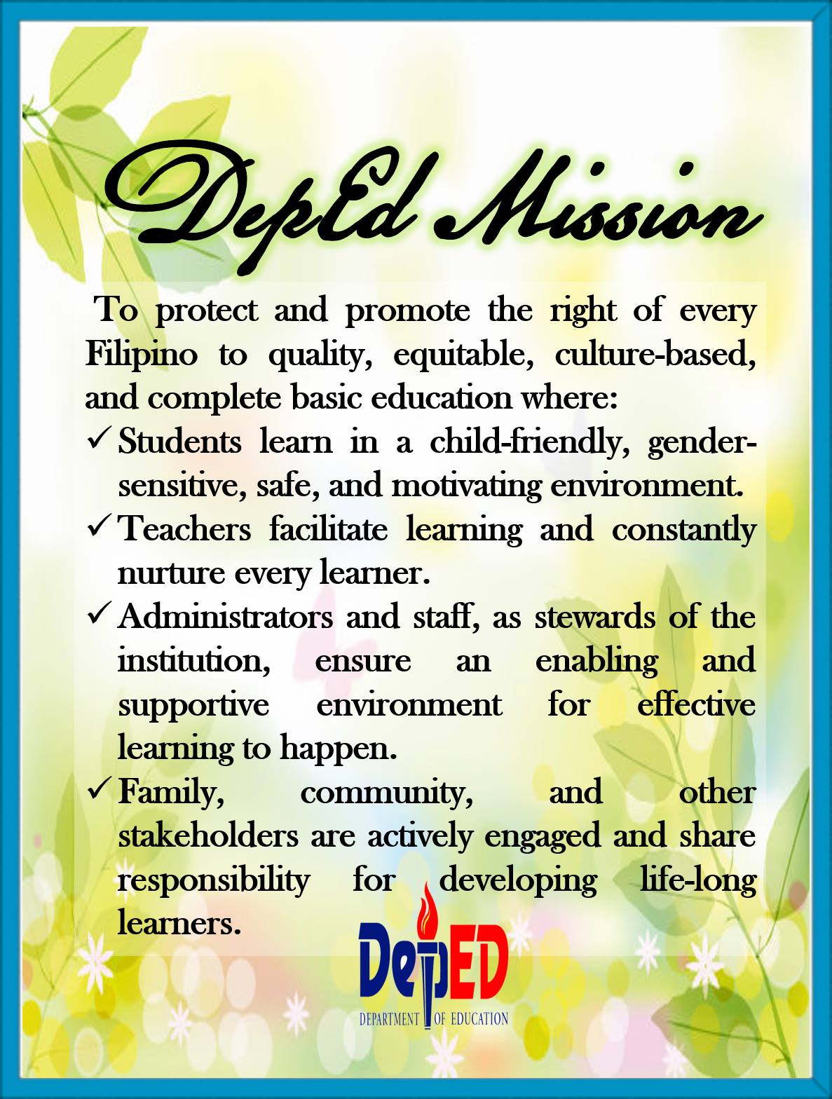mission and vision of deped - philippin news collections