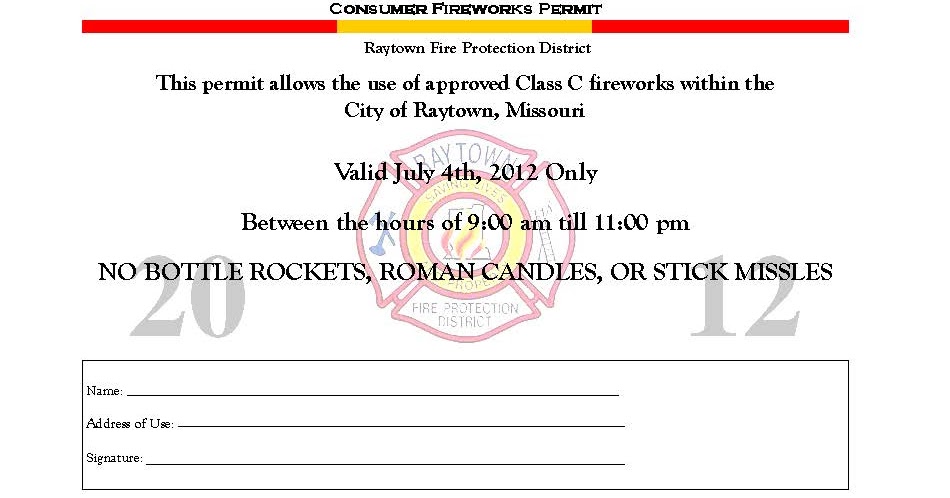 RAYTOWN FIRE PROTECTION DISTRICT: FIREWORKS PERMIT