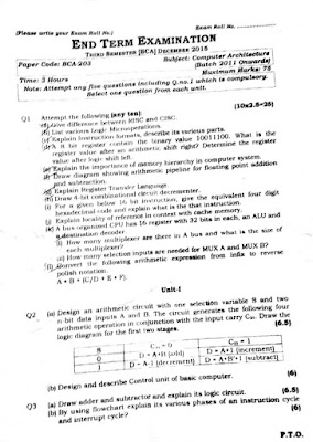 BCA 3rd Semester: Computer Architecture - Question Paper - 2015 ...