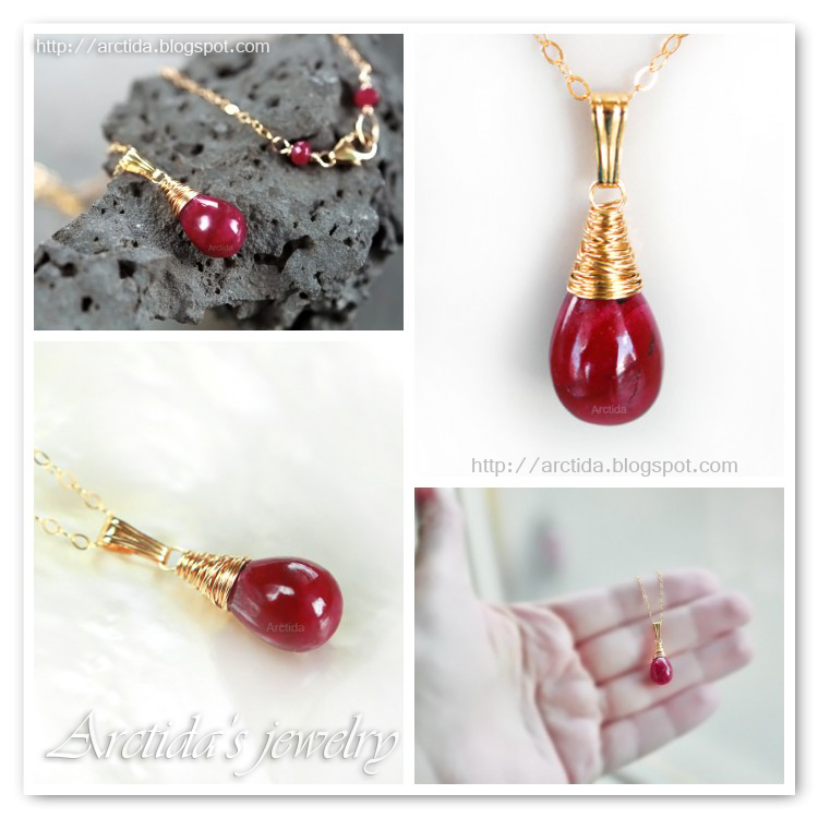 Arctida’s creations: Eliza - Ruby necklace wire wrapped in 14K gold ...