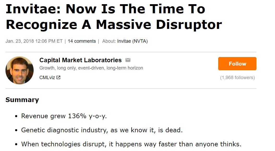 Discoveries in Health Policy: Very Brief Blog: Invitae's Positioning ...