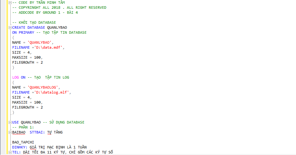 Đồ Án CSDL (SQL Server) - Nhóm 1 - Bài 4 | Task Marks