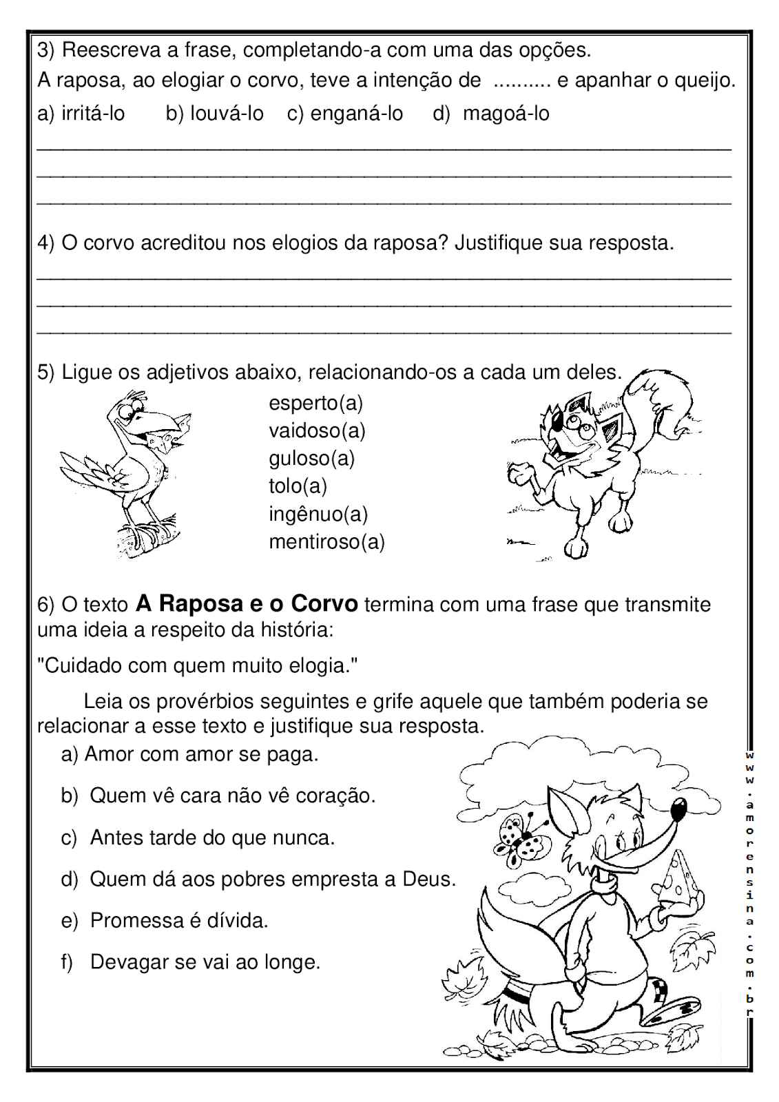 Fabula A Raposa Eo Corvo Texto - REVOEDUCA