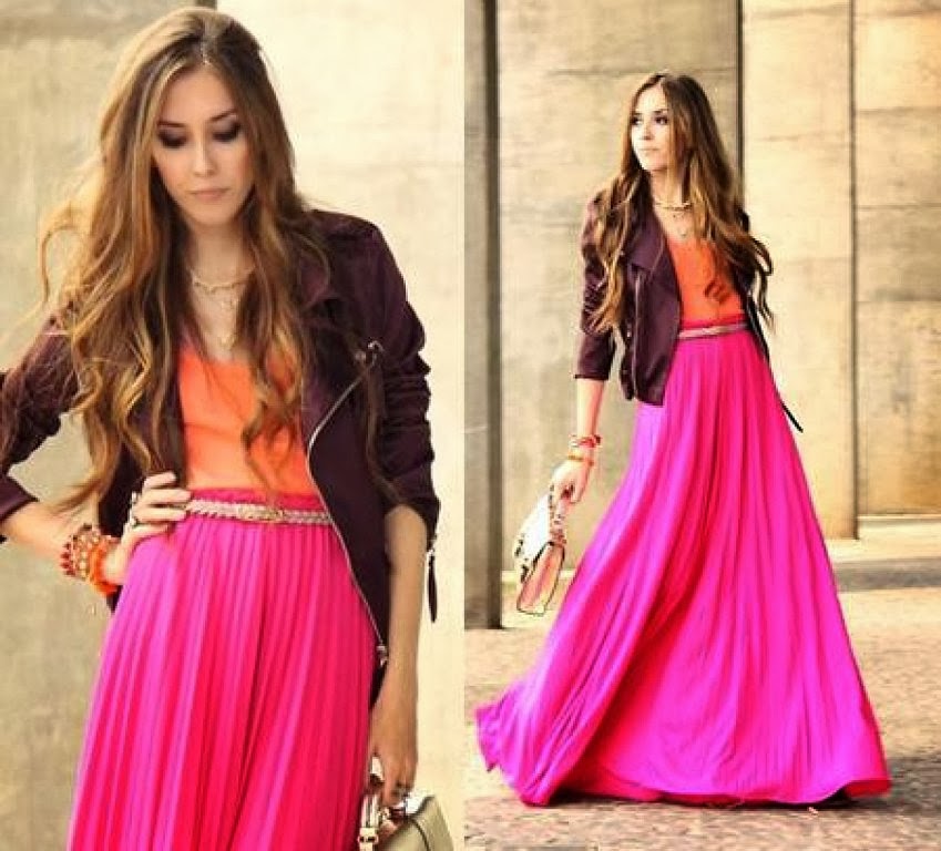 Pollera larga plizada