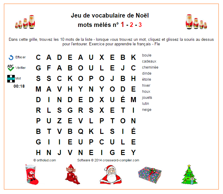 FLE en vrac!: NOËL - Mots mêlés