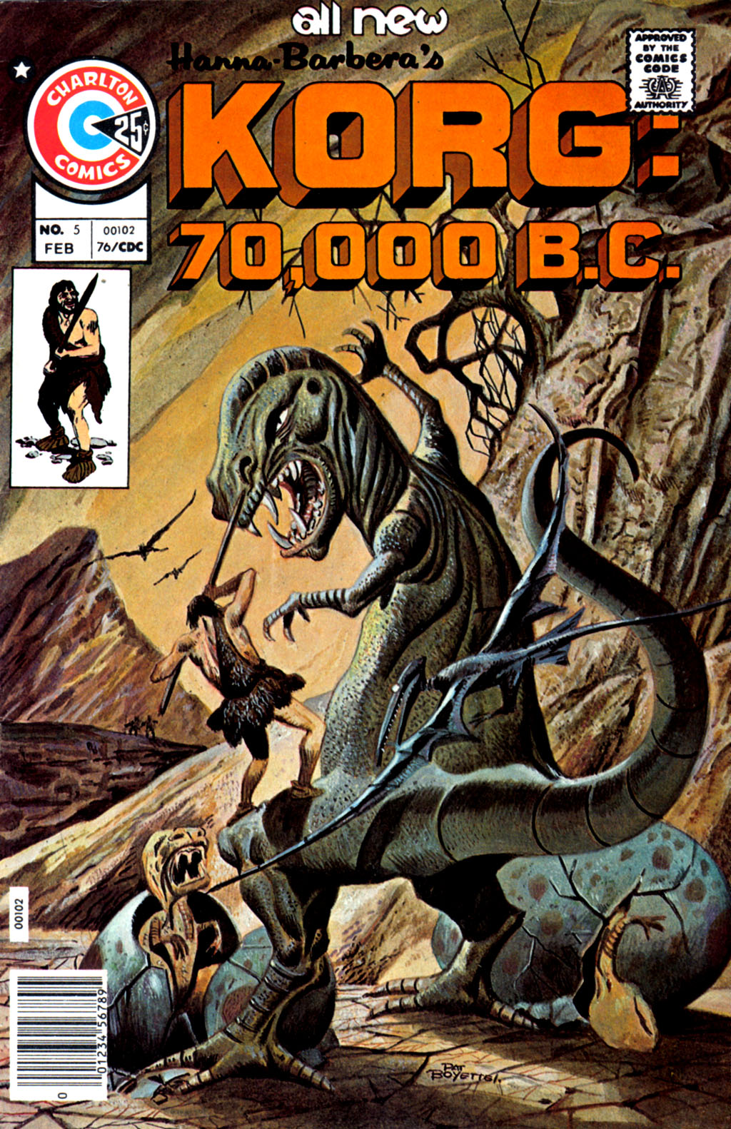 THE CHARLTON COMICS READING LIBRARY: KORG 70,000 BC #'s 1-9 May 1975 to ...
