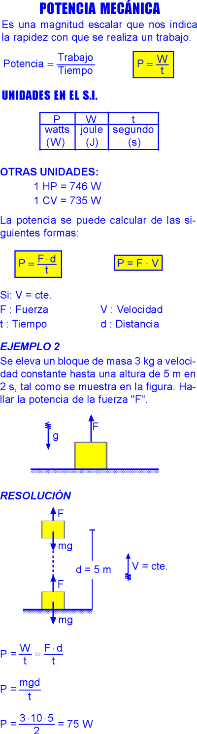 TRABAJO Y POTENCIA MECANICA FÓRMULAS Y EJEMPLOS PDF