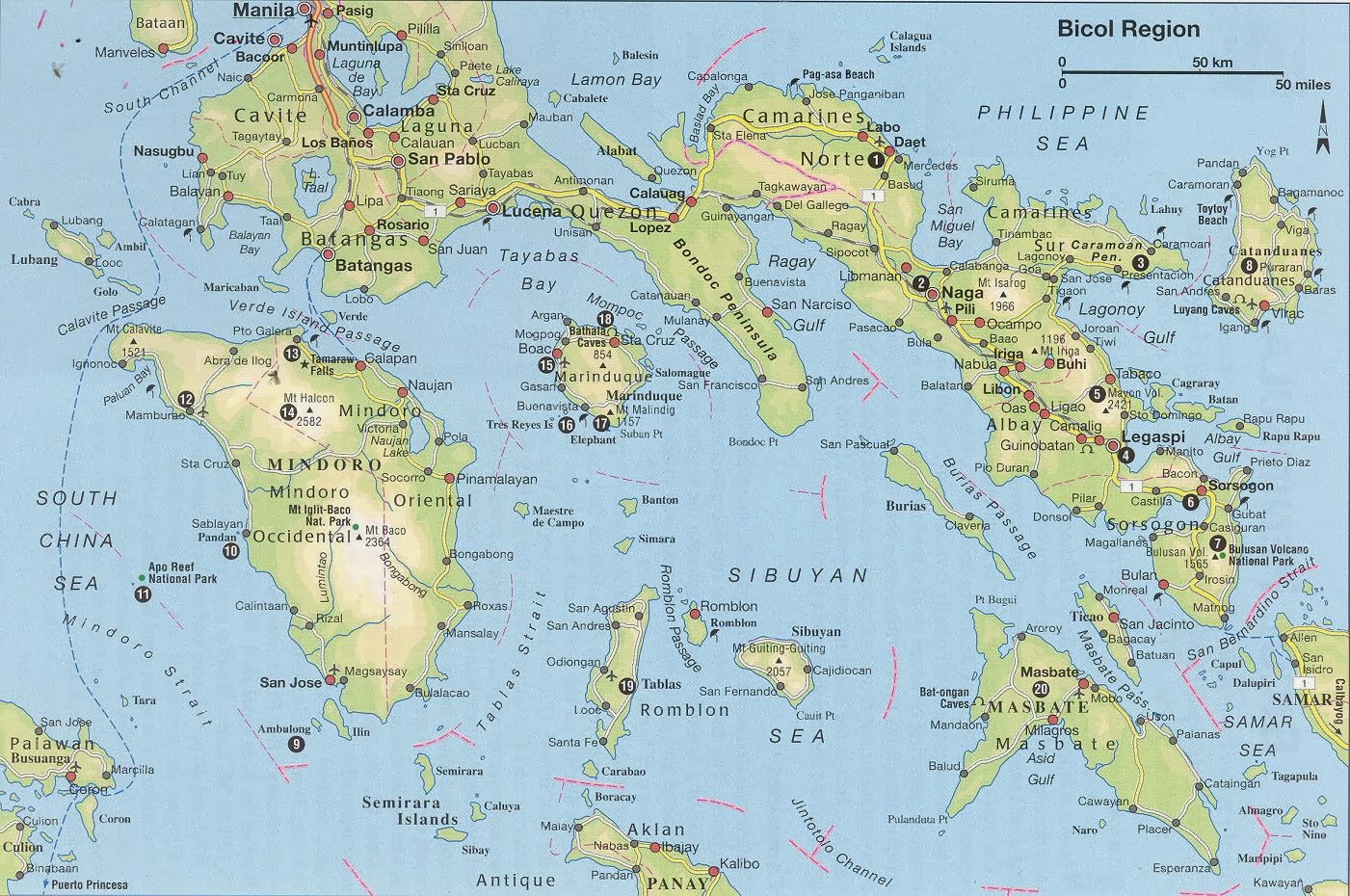 Welcome: Map of Philippines with Manila, Cavite & Bicol