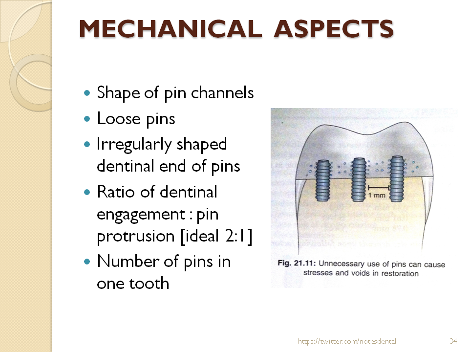 Dental Notes: Pin Retained Restorations NOTES