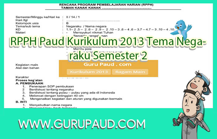 RPPH Paud Kurikulum 2013 Tema Negaraku Semester 2 | GURU PAUD