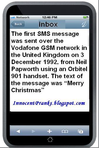 Innocent Pranks: The first SMS message in the History