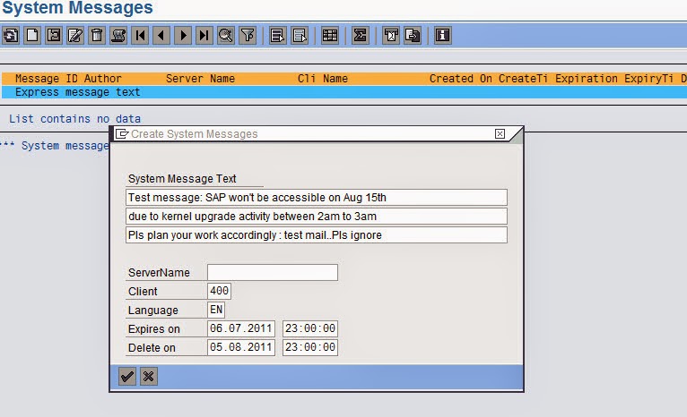 SAP Basis Tutorials: How to post and delete system message in sap?