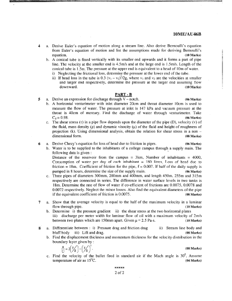 VTU Fluid Mechanics June 2012 Question Paper - University Question Papers