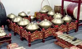 Gamelan Javanese traditional musical instrument parts in Indonesia ...