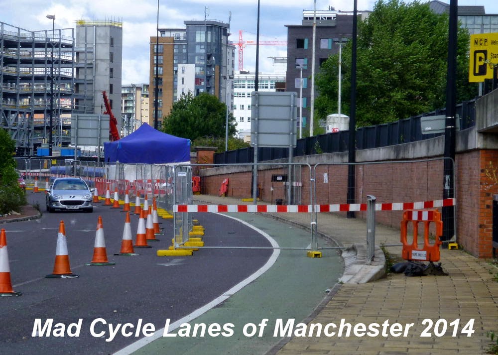 Mad Cycle Lanes of Manchester: Salford Anti-Cycling Barriers - Trinity Way