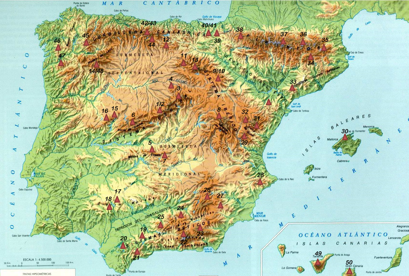 CIMA A CIMA: - Cimas más altas de cada provincia.